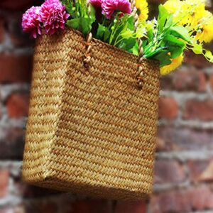 FENICAL Women Summer Straw Bag Casual Rattan Woven Beach Bag Large Capacity Tote Handmade Women Shoulder Bag