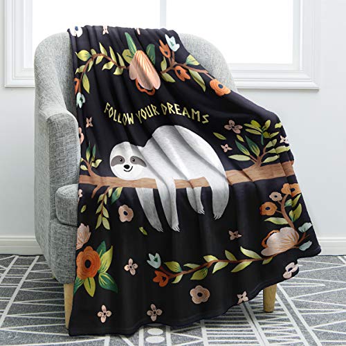 Jekeno Sloth Print Throw Blanket Smooth and Soft Blanket Kid Baby for Sofa Chair Bed Office Travelling Camping 50"x60"