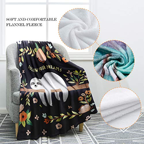 Jekeno Sloth Print Throw Blanket Smooth and Soft Blanket Kid Baby for Sofa Chair Bed Office Travelling Camping 50"x60"