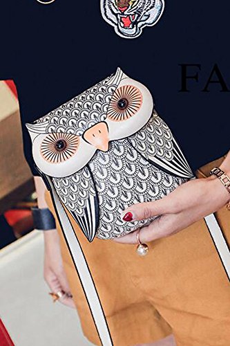 QZUnique Cute Owl Cartoon PU Leather Handbag Casual Satchel School Purse