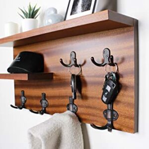 Natural Rustic Hardwood Handmade Shelf - Decorative Coat Rack, Entryway Storage and Wall Decor. #5 (Sapele)