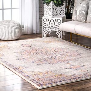 nuloom leola vintage medallion area rug, 5′ x 7′ 5″, orange