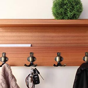 Natural Hardwood Shelf Home Decor - Handmade Entryway Organizer, Key Holder, or Coat Rack. #2 (Sapele)