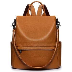 s-zone women genuine leather backpack purse anti-theft travel rucksack convertible shoulder bag medium