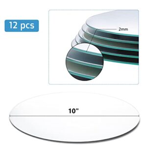 VASUHOME 10" Round Mirror Plates, Circle Mirror Centerpieces for Table Centerpieces & Wedding Party Christmas Decorations, Small Round Mirror Set for Wall, Set of 12, 2mm