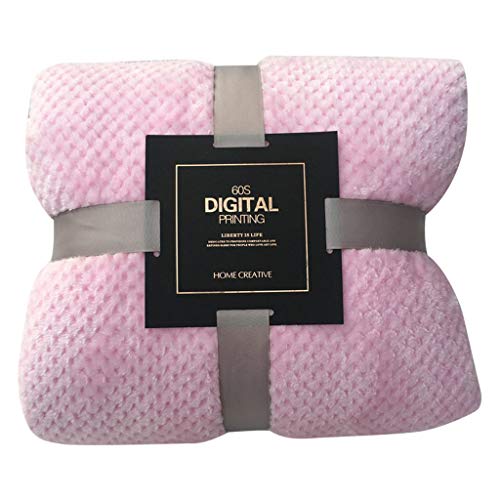 charmsamx Reversible Throw Sherpa Blanket Soft Cozy Fleece Blanket Thickened Reversible Winter Warm Blankets Solid Comfortable Microfiber Lightweight Blankets for Bed Sofa Couch Pink