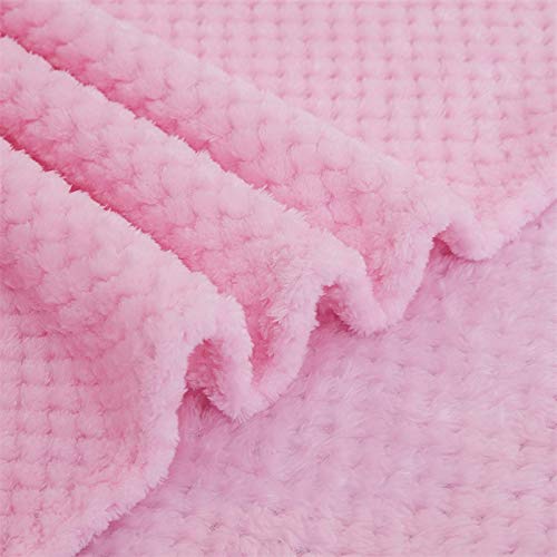 charmsamx Reversible Throw Sherpa Blanket Soft Cozy Fleece Blanket Thickened Reversible Winter Warm Blankets Solid Comfortable Microfiber Lightweight Blankets for Bed Sofa Couch Pink