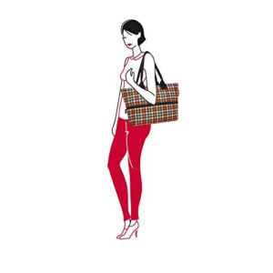 reisenthel Shopper E1, Expandable 2-in-1 Tote, Converts from Handbag to Oversized Carryall, Glencheck Red