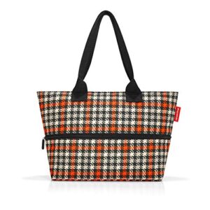 reisenthel Shopper E1, Expandable 2-in-1 Tote, Converts from Handbag to Oversized Carryall, Glencheck Red