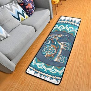 african tribal boho elephant kitchen rugs non-slip soft doormats bath carpet floor runner area rugs for home dining living room bedroom 72″ x 24″