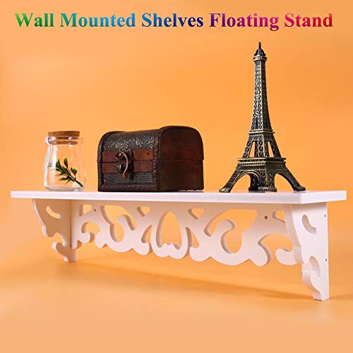 Yosoo White Wooden Chic Filigree Style Decorative Floating Wall Shelf, Cutout Design Shelves (Small)