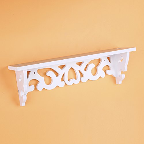 Yosoo White Wooden Chic Filigree Style Decorative Floating Wall Shelf, Cutout Design Shelves (Small)