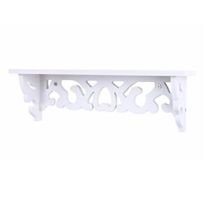 Yosoo White Wooden Chic Filigree Style Decorative Floating Wall Shelf, Cutout Design Shelves (Small)