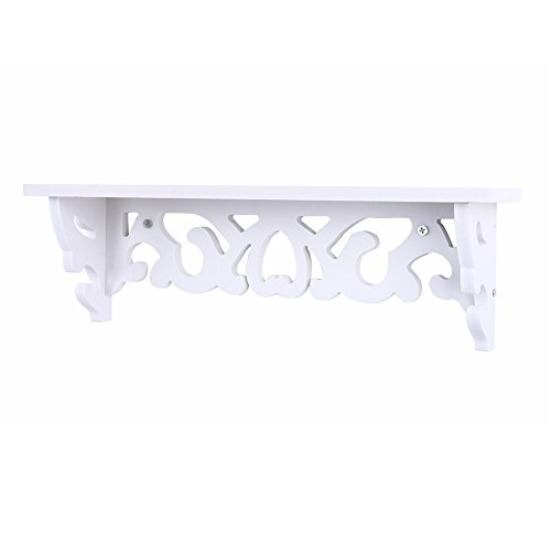 Yosoo White Wooden Chic Filigree Style Decorative Floating Wall Shelf, Cutout Design Shelves (Small)