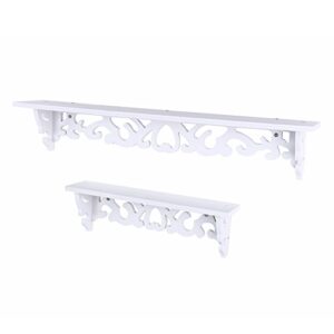 Yosoo White Wooden Chic Filigree Style Decorative Floating Wall Shelf, Cutout Design Shelves (Small)