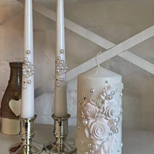 Magik Life Unity Candle Set for Wedding - Wedding Accessories for Reception and Ceremony - Candle Sets - 6 Inch Pillar and 2 10 Inch Tapers - Decorative Pillars White