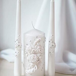 Magik Life Unity Candle Set for Wedding - Wedding Accessories for Reception and Ceremony - Candle Sets - 6 Inch Pillar and 2 10 Inch Tapers - Decorative Pillars White