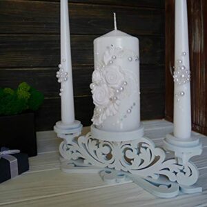 Magik Life Unity Candle Set for Wedding - Wedding Accessories for Reception and Ceremony - Candle Sets - 6 Inch Pillar and 2 10 Inch Tapers - Decorative Pillars White