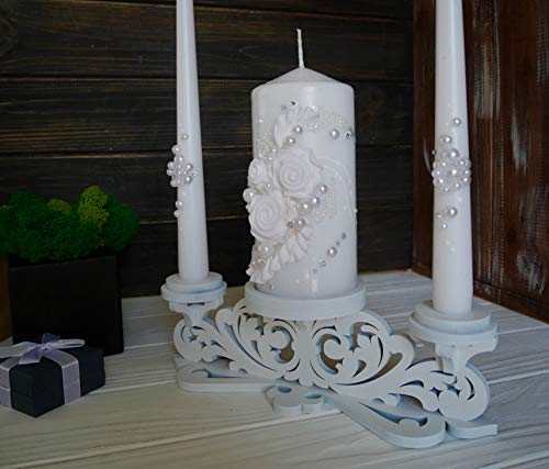 Magik Life Unity Candle Set for Wedding - Wedding Accessories for Reception and Ceremony - Candle Sets - 6 Inch Pillar and 2 10 Inch Tapers - Decorative Pillars White