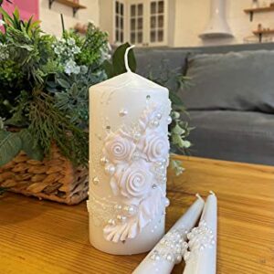 Magik Life Unity Candle Set for Wedding - Wedding Accessories for Reception and Ceremony - Candle Sets - 6 Inch Pillar and 2 10 Inch Tapers - Decorative Pillars White