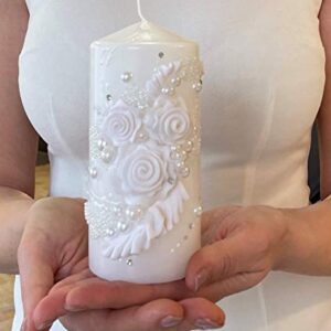 Magik Life Unity Candle Set for Wedding - Wedding Accessories for Reception and Ceremony - Candle Sets - 6 Inch Pillar and 2 10 Inch Tapers - Decorative Pillars White