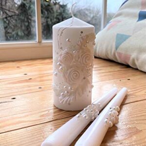 Magik Life Unity Candle Set for Wedding - Wedding Accessories for Reception and Ceremony - Candle Sets - 6 Inch Pillar and 2 10 Inch Tapers - Decorative Pillars White