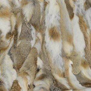 Natural Real Luxury Rabbit Fur Rug Throw Blanket Rug Premium Quality Thick and Lush Tan(55in x 63 in)