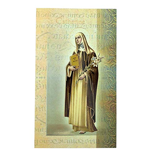 William J. Hirten Deluxe Catholic Holy Card with Traditional Prayers (Saint Catherine of Siena)