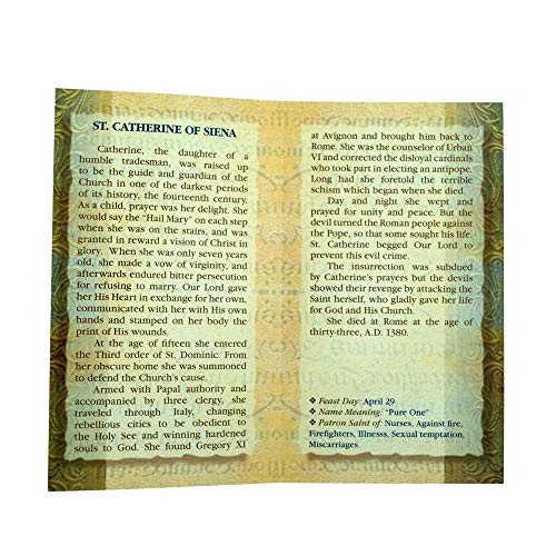 William J. Hirten Deluxe Catholic Holy Card with Traditional Prayers (Saint Catherine of Siena)