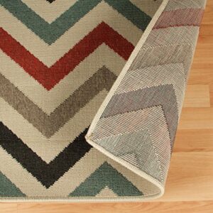 SUPERIOR Area Rugs for Bedroom, Farmhouse, Kitchen, Entryway, Laundry Room | Living Room Decor | Chevron Indoor Outdoor Collection, 4' x 6', Beige