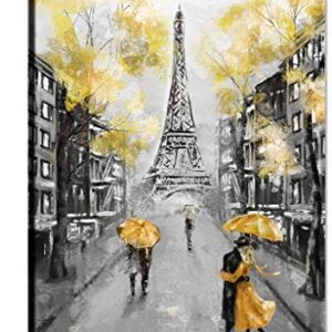 Panther Print, Canvas Wall Art, Yellow Black, Grey & White Paris, Beautiful Living Room and Bedroom Decor Framed Art, Picture Prints for Walls, Famous Place Design, (30x20)