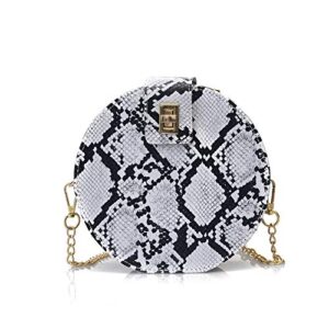 abigail paige fashion crossbody bag snakeskin shoulder bag with chain strap for women (white), small