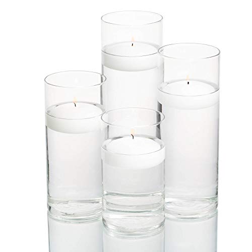 Eastland Set of 4 Cylinder Vases and 4 White Richland Floating Candles 3"