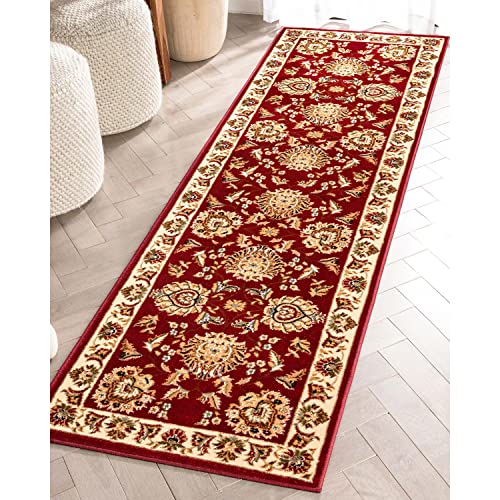 Sultan Sarouk Red Persian Floral Oriental Formal Traditional 2x7 (2'3" X 7'3") Runner Rug Stain/Fade Resistant Contemporary Floral Thick Soft Plush Hallway Entryway Living Dining Room Area Rug