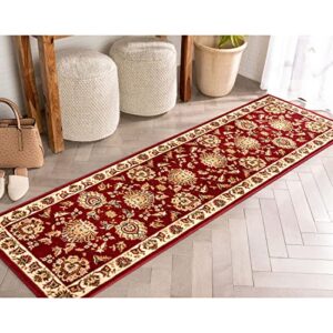 Sultan Sarouk Red Persian Floral Oriental Formal Traditional 2x7 (2'3" X 7'3") Runner Rug Stain/Fade Resistant Contemporary Floral Thick Soft Plush Hallway Entryway Living Dining Room Area Rug