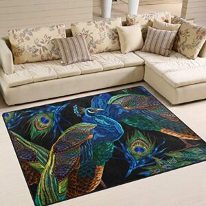 agona blue peacock area rug 5×7 soft large area rugs indoor modern floor carpet no-shedding non-slip rectangle mat for living room entryway bedroom kids room