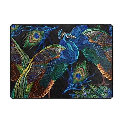 AGONA Blue Peacock Area Rug 5x7 Soft Large Area Rugs Indoor Modern Floor Carpet No-Shedding Non-Slip Rectangle Mat for Living Room Entryway Bedroom Kids Room