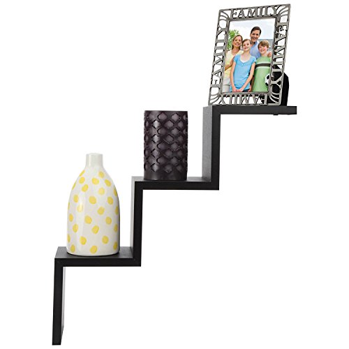 ARAD Black 3 Steps Ladder Type Shaped Wall Shelf