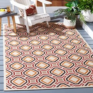 safavieh veranda collection 2’7″ x 5′ cream / red ver089 modern indoor/ outdoor non-shedding easy–cleaning patio backyard porch deck mudroom area–rug