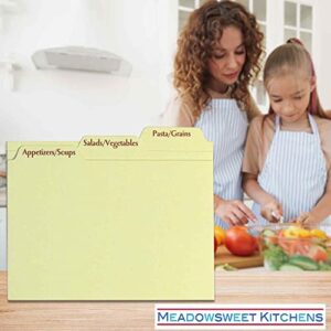 Meadowsweet Kitchens Recipe Card Box Tab Divider Set - Tab Dividers Printed on Neutral Color Card Stock - Set of 9 Tab Dividers for 4x6 Recipe Cards (or 3x5) for Paperboard, Wood & Acrylic Boxes