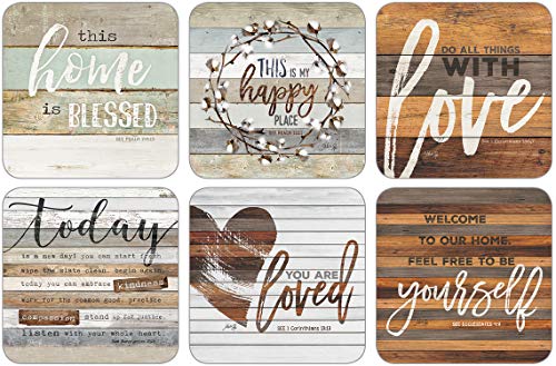 Legacy Publishing Group Inspirational Round Cork-Backed Coaster Set, 6-Count, Multicolor