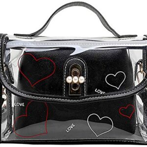 QZUnique Women's Fashion Jelly Color Handbag Candy Color Transparent Tote Bag Crossbody Shoulder Bag Set