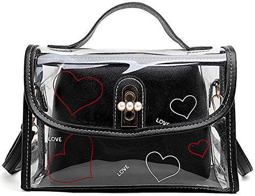 QZUnique Women's Fashion Jelly Color Handbag Candy Color Transparent Tote Bag Crossbody Shoulder Bag Set