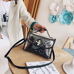 QZUnique Women's Fashion Jelly Color Handbag Candy Color Transparent Tote Bag Crossbody Shoulder Bag Set