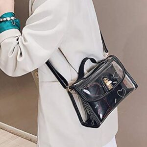 QZUnique Women's Fashion Jelly Color Handbag Candy Color Transparent Tote Bag Crossbody Shoulder Bag Set