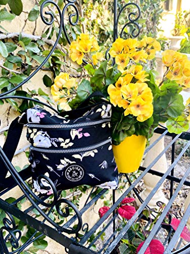 AOCINA Crossbody Purses for Women Lightweight Small Travel Bag Shoulder Purses and Handbags with Multi Zipper Pockets (Black Flower)