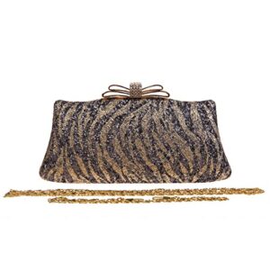 Fawziya Zebra Pattern Glitter Clutch Evening Bags For Women Party Clutches-Gold