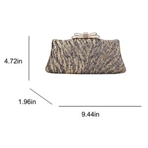 Fawziya Zebra Pattern Glitter Clutch Evening Bags For Women Party Clutches-Gold