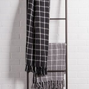 DII Transitional Checked Plaid Woven Throw, 50x60, Black