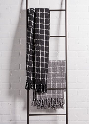 DII Transitional Checked Plaid Woven Throw, 50x60, Black